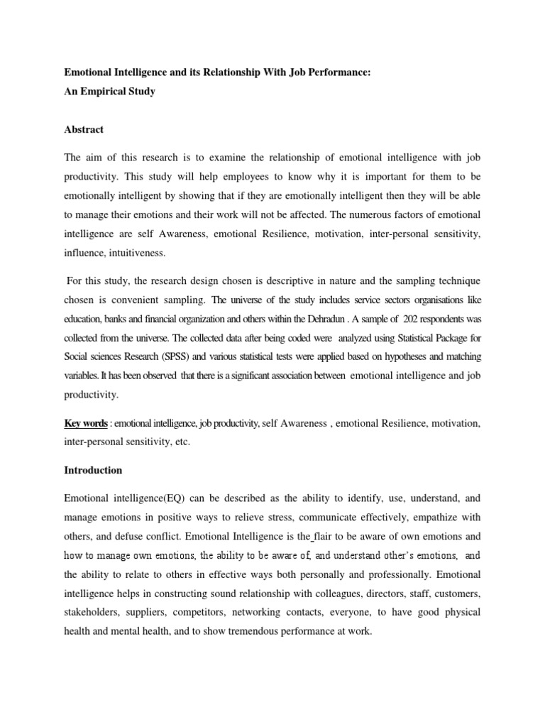 Paper On Emotional Intelligence | PDF | Emotional Intelligence | Emotions