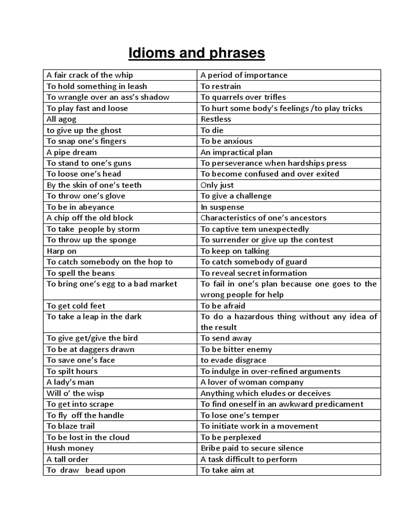 Idioms and Phrases | PDF