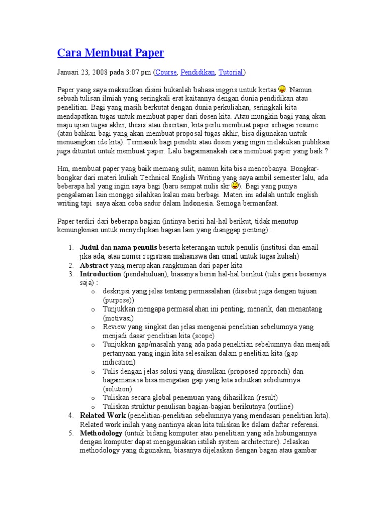 Panduan Lengkap Membuat Paper Kuliah | PDF