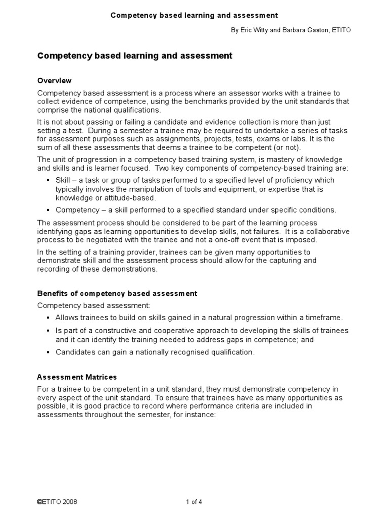 Assessment - Competency Based | PDF | Accuracy And Precision ...