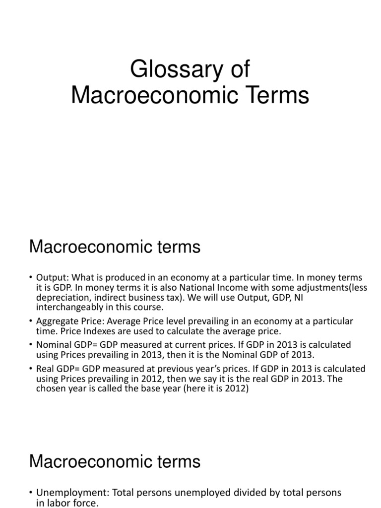 Glossary of Economic Terms | PDF | Macroeconomics | Gross Domestic Product
