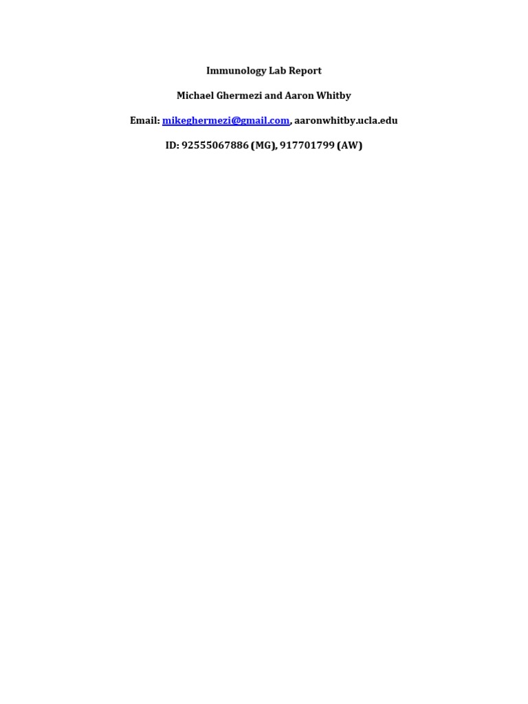 ELISA Lab Report: Immunoglobulin Analysis | PDF