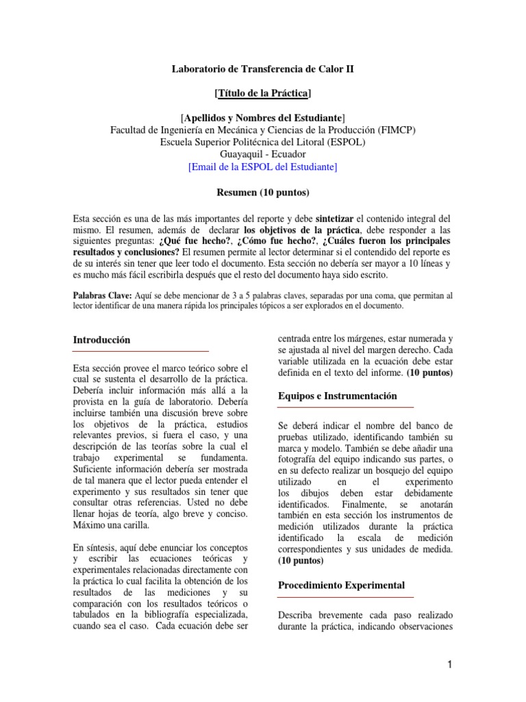 Formato Para Reportes De Laboratorio Medición Información