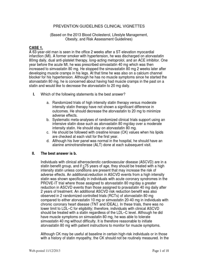 Prevention Guidelines Clinical Vignettes | PDF | Wellness | Science ...