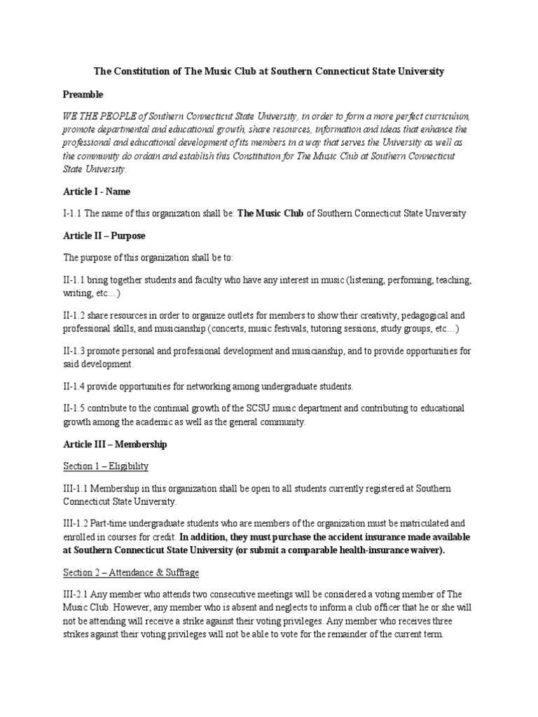 Music Club Constitution | PDF | Constitutional Amendment | Committee