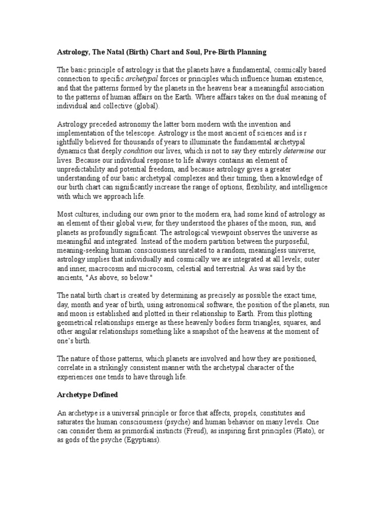 Astrology The Natal Birth Chart and Pre-Birth Planning | PDF ...