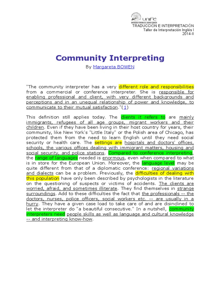 Community Interpreting | PDF | Language Interpretation | Languages