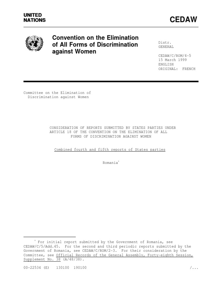 Cedaw Ro 2000 | PDF | Convention On The Elimination Of All Forms Of ...
