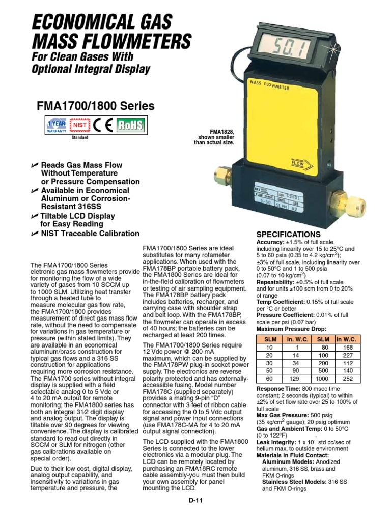 Omega Flow Mweter | PDF | Gases | Calibration