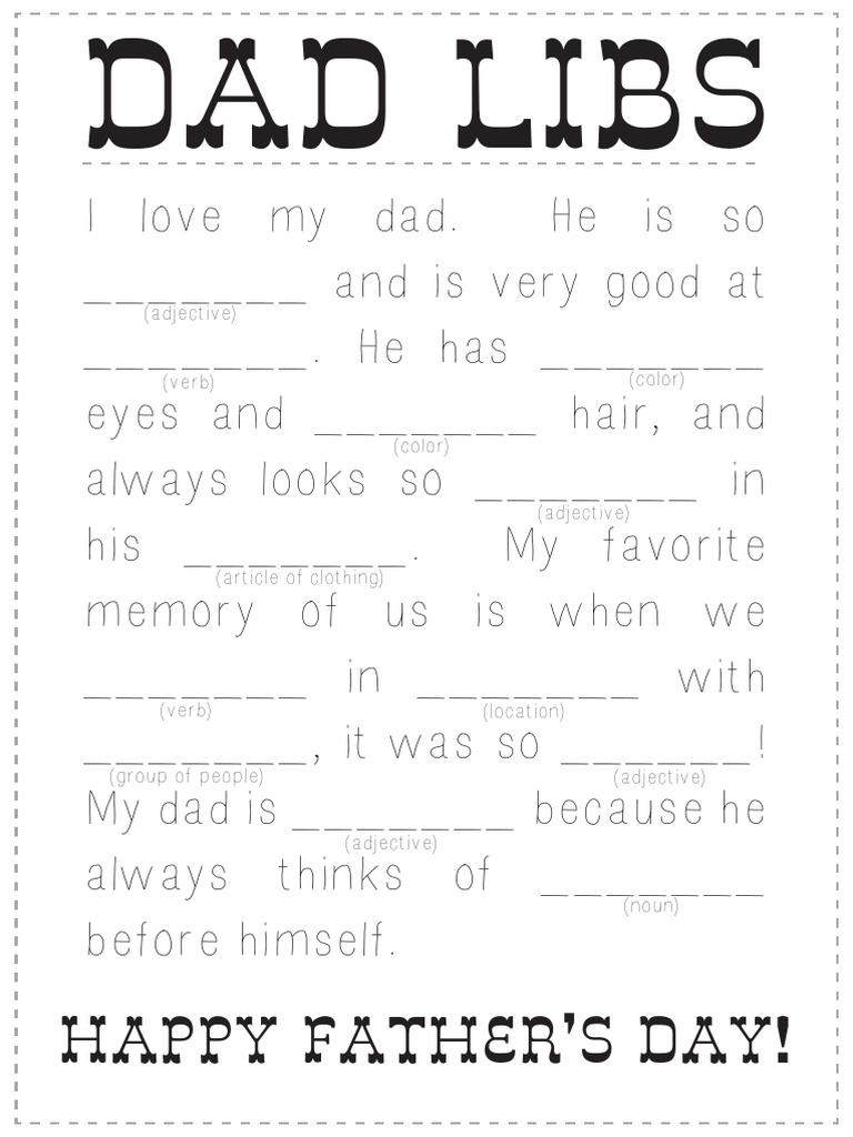 Fun Dad Libs for Father's Day | PDF