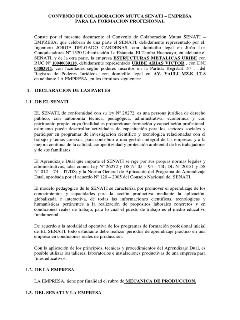Convenio de Colaboracion Mutua Senati | PDF | Recursos humanos | Aprendizaje