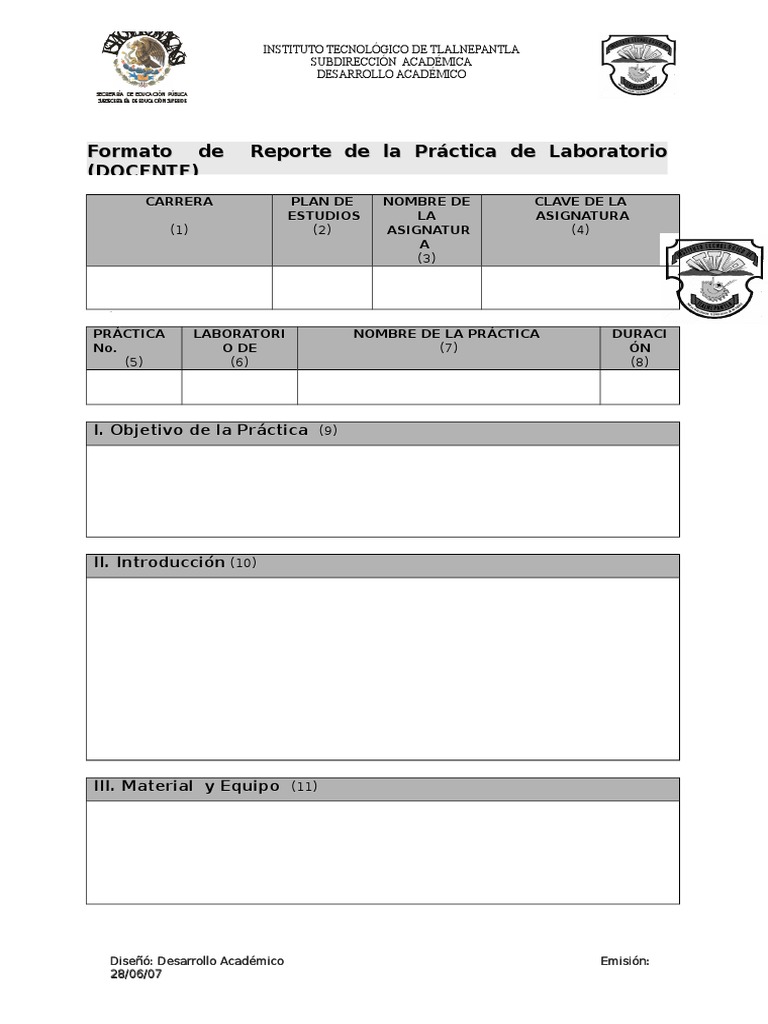 Formato Practicas de Laboratorio | Laboratorios | Plan de estudios