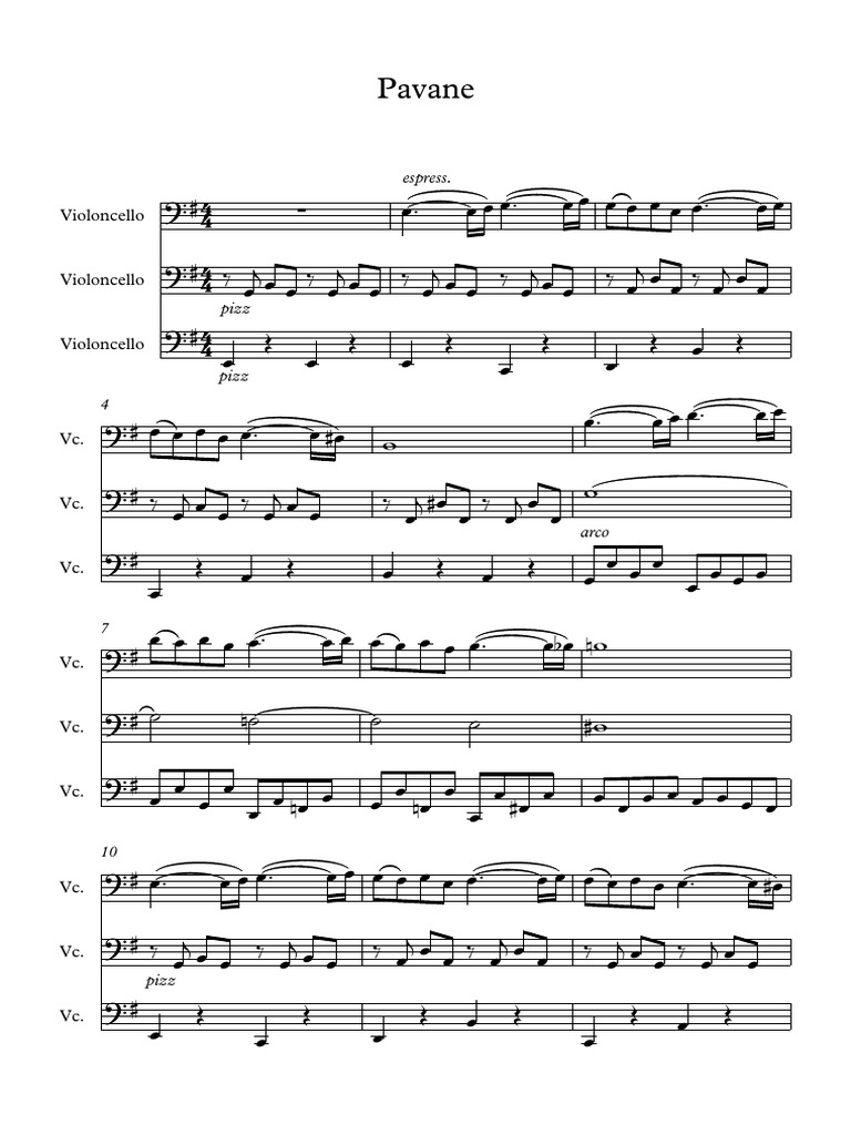 Pavane - Cello Trio - Score and Parts | PDF | Ouverture (échecs) | Échecs