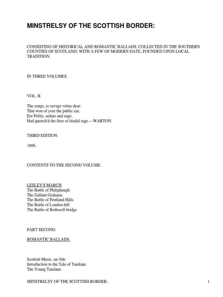 Minstrelsy of The Scottish Border | PDF | History