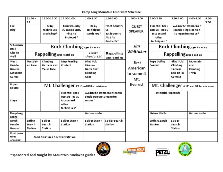 Mountain Adventure Fest Schedule | PDF | Social Science | Foreign ...