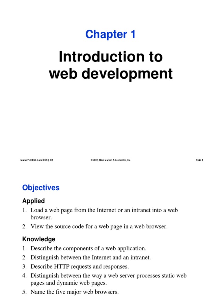 Murach Guide, Chapter 1, Introduction To Web Development | PDF ...