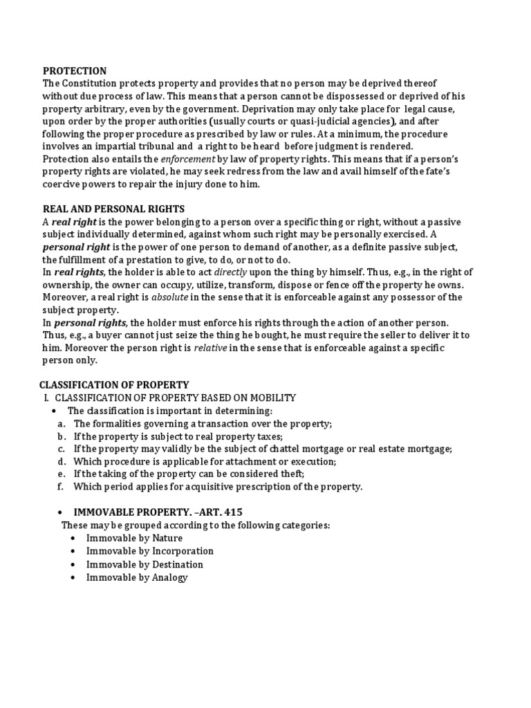 Protection: Personal Right Is The Power of One Person To Demand of ...