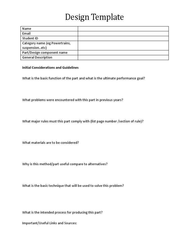 Design Template: Initial Considerations and Guidelines | PDF