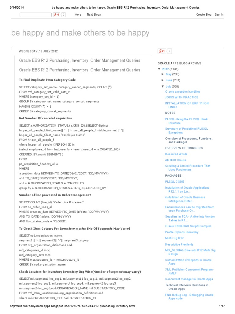 Be Happy and Make Others To Be Happy - Oracle EBS R12 Purchasing, Inventory, Order Management ...