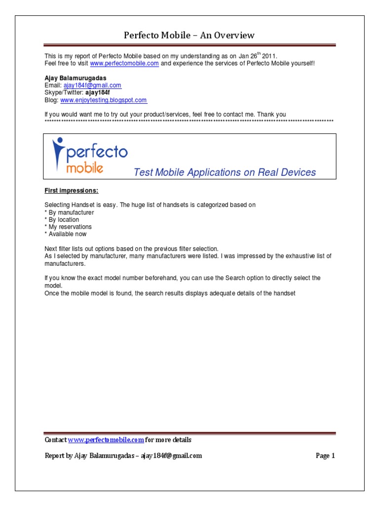 Perfecto Mobile - An Overview: Test Mobile Applications On Real Devices ...