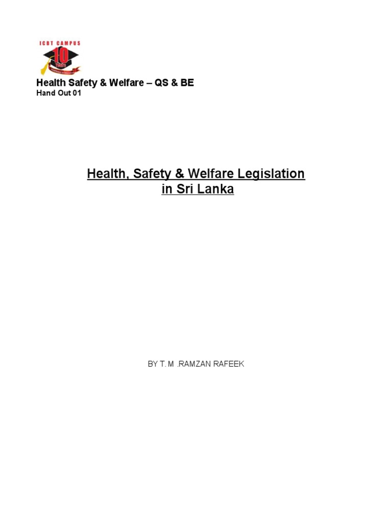 Handout1 HSW Legislation in SL | PDF | Business | Wellness
