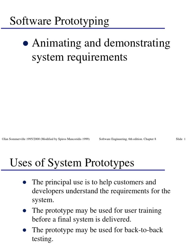 Software Prototyping Animating and Demonstrating System Requirements ...