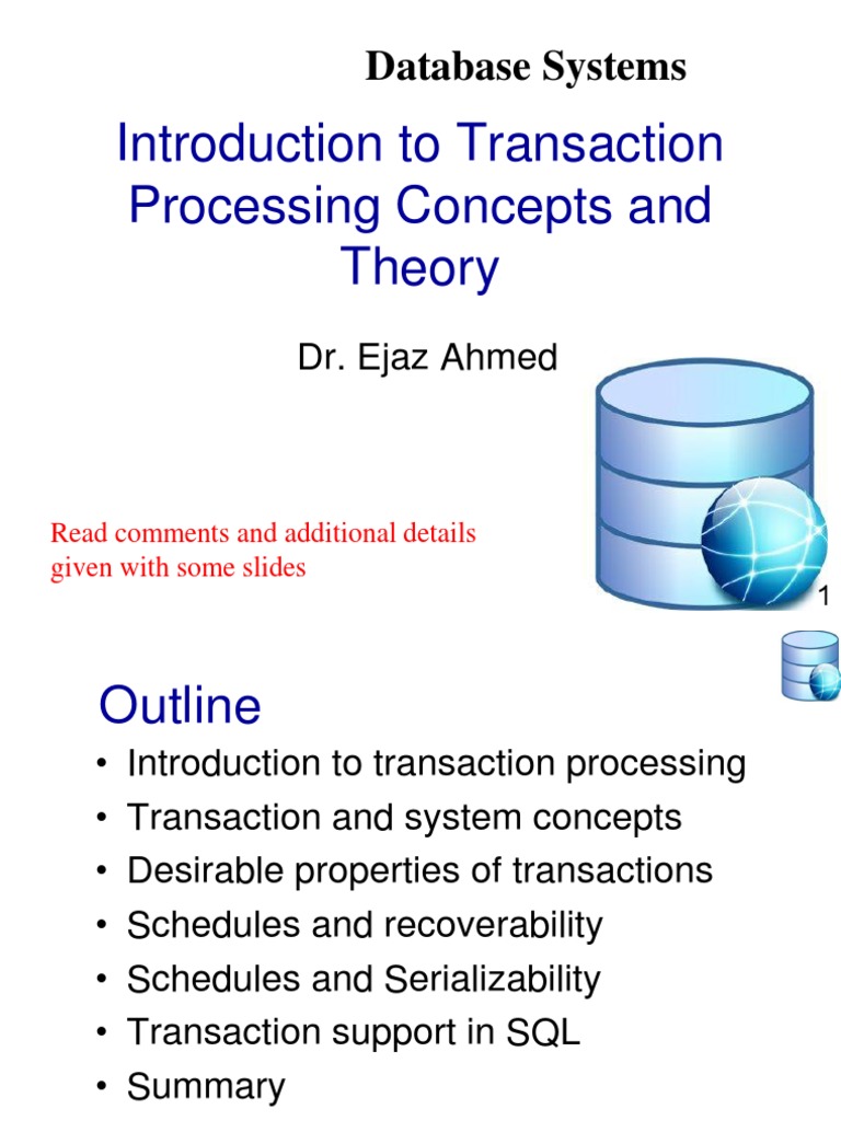 Introduction To Transaction Processing Concepts and Theory: Database ...