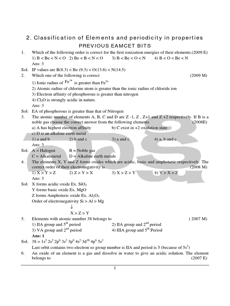 2.classification of Elements and Periodicity in Properties | PDF ...