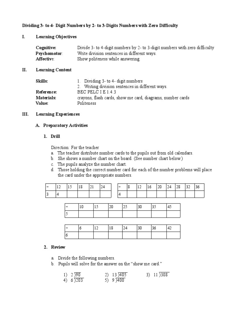 Division of 3-4 Digit Numbers Guide | PDF | Division (Mathematics ...