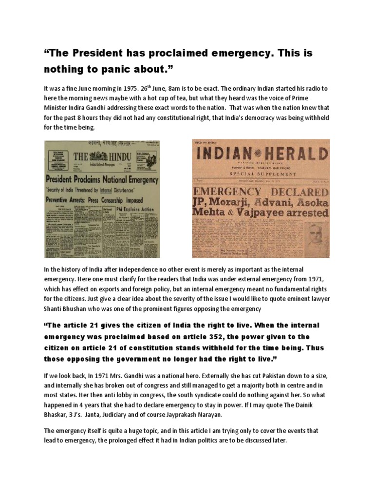 Emergency in India | PDF | Independent India | Politics Of India