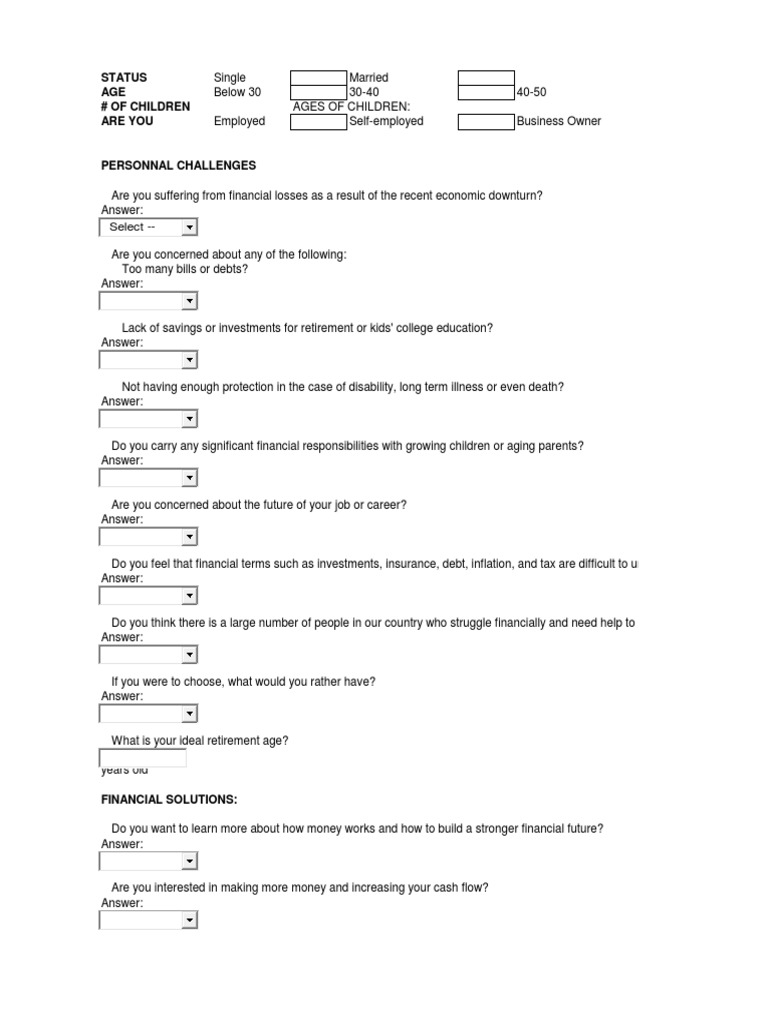 Financial Check Up Forms | PDF | Debt | Saving