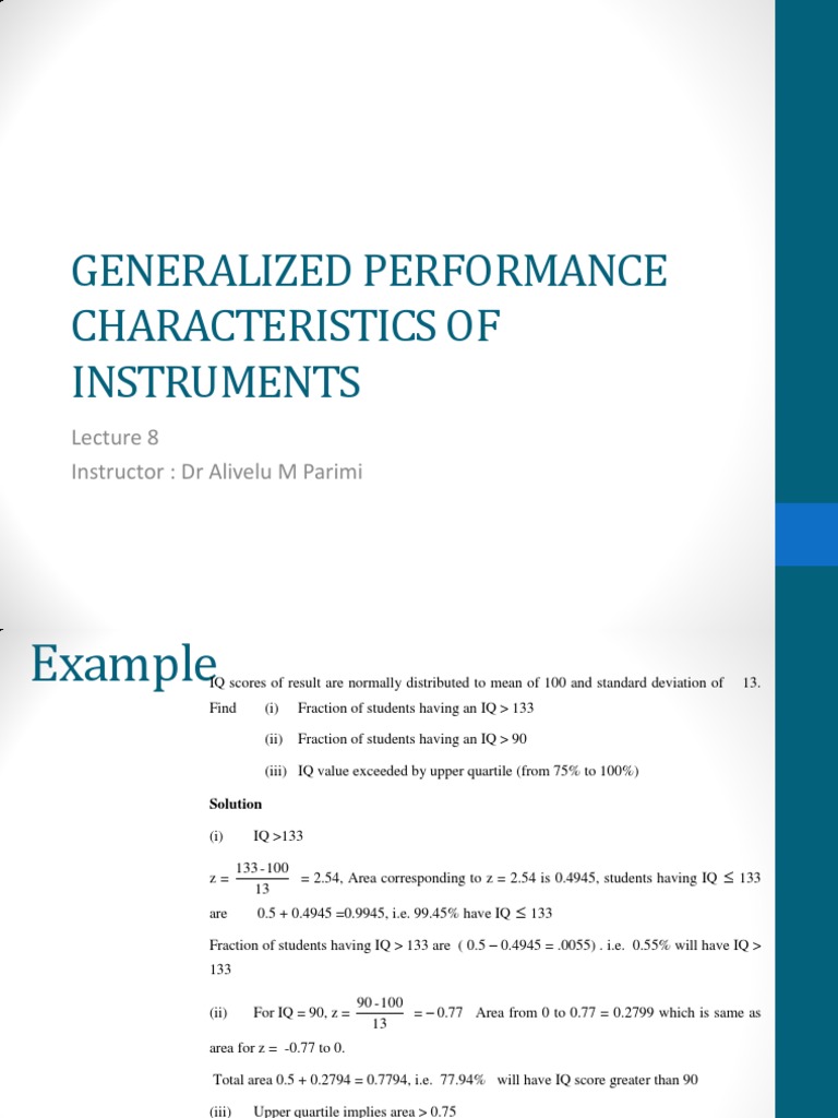 Generalized Performance Characteristics of Instruments: Instructor: DR ...