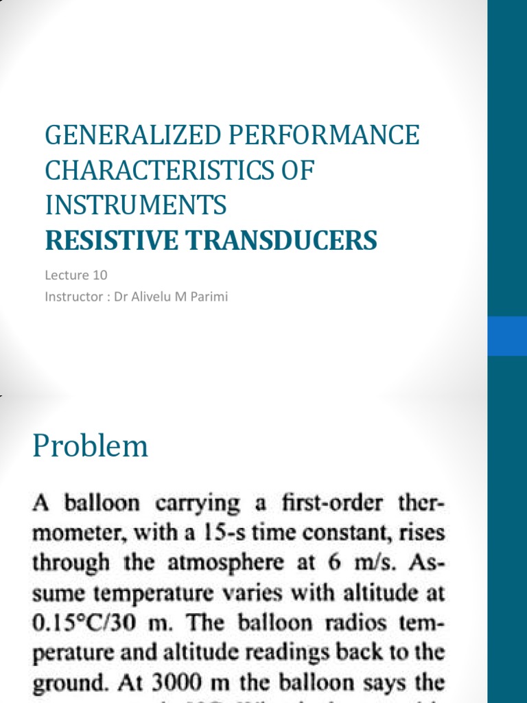 Generalized Performance Characteristics of Instruments: Resistive ...