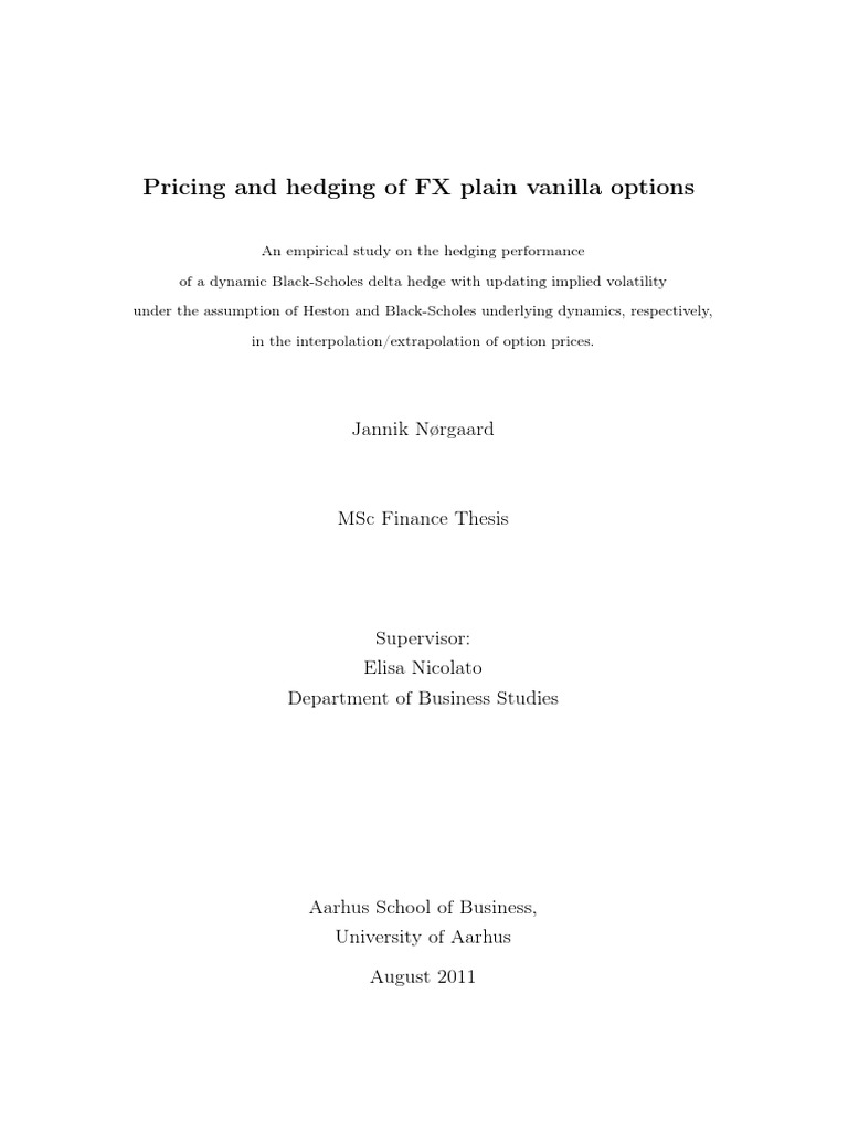 Master Thesis Excl. Appendix | PDF | Black–Scholes Model | Option (Finance)