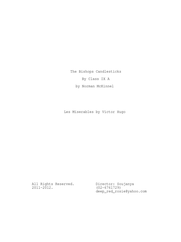 The Bishop's Candlesticks Play | PDF | Religion And Belief | Violence