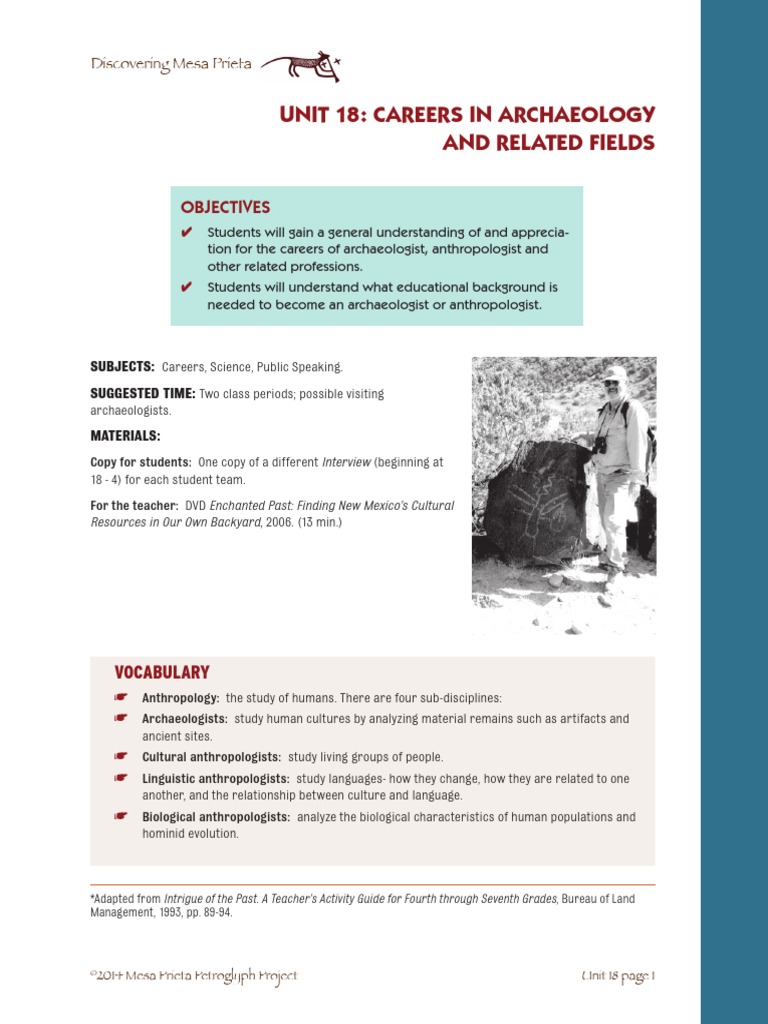 Unit 18: Careers in Archaeology and Related Fields: Objectives | PDF ...