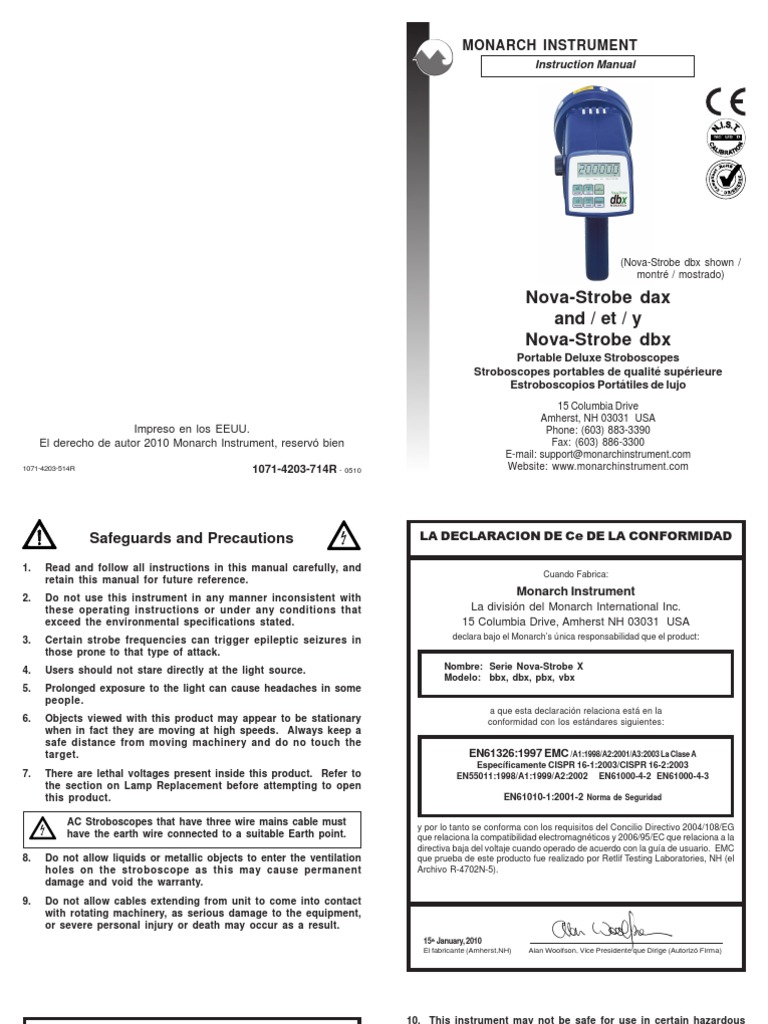 Monarch Instrument: Nova-Strobe Dax and / Et / y Nova-Strobe DBX | PDF ...