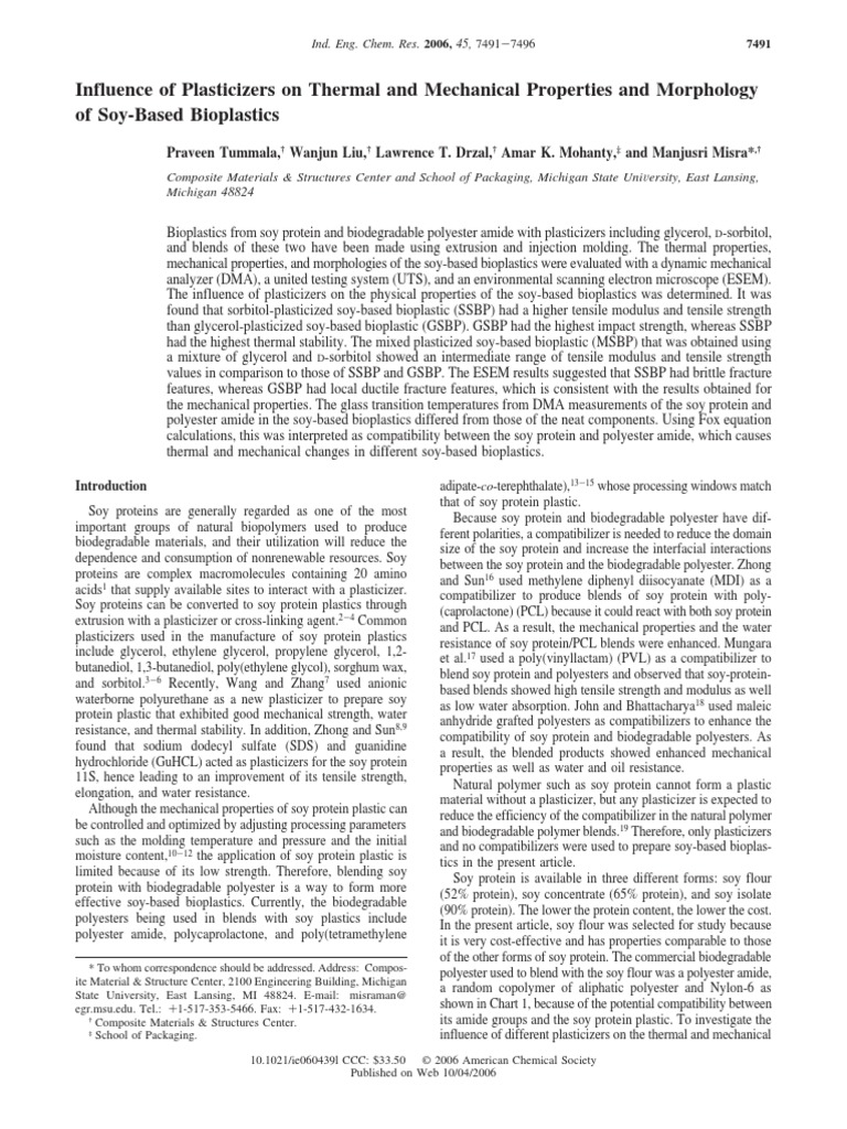 Soy Based Plastics | PDF | Strength Of Materials | Fracture
