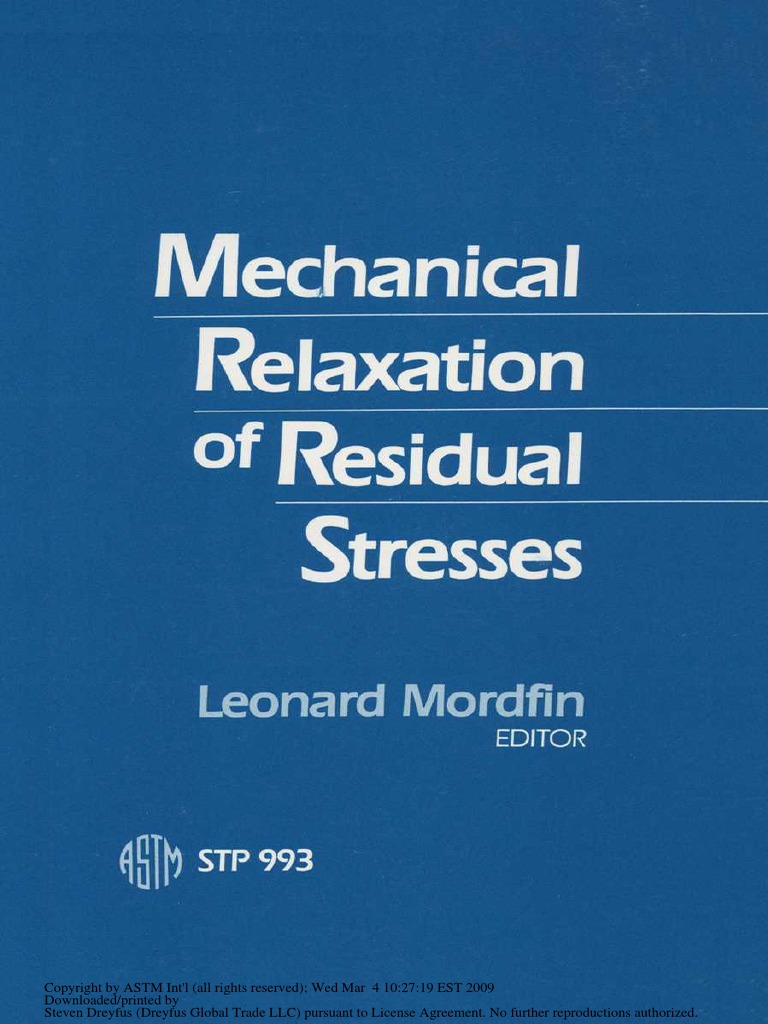 Scientific Study of Mechanical Relaxation of Residual Stress PDF | PDF ...