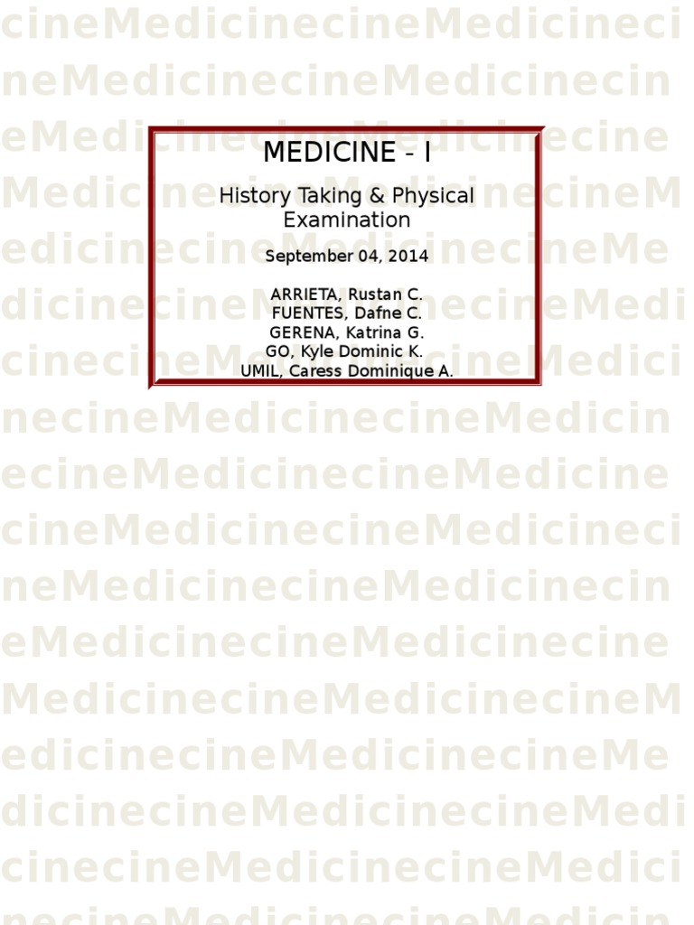 Sample History Taking | PDF | Medicine | Human Head And Neck