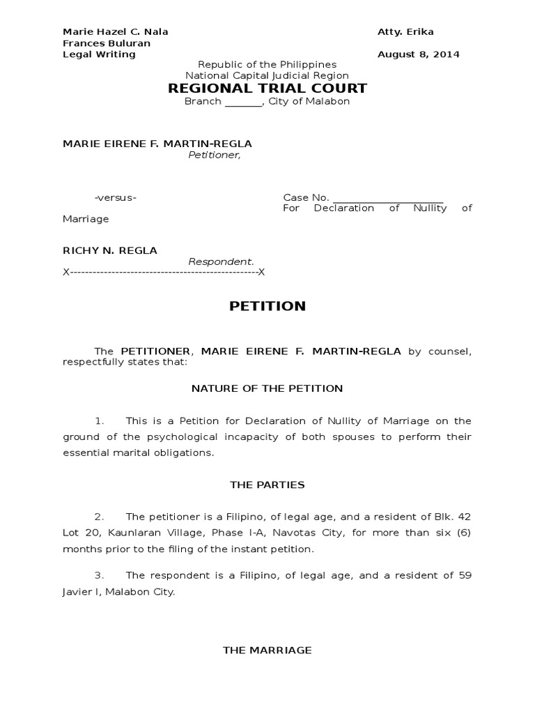 Sample Pleading | PDF | Clinical Psychology | Psychiatry Related Fields