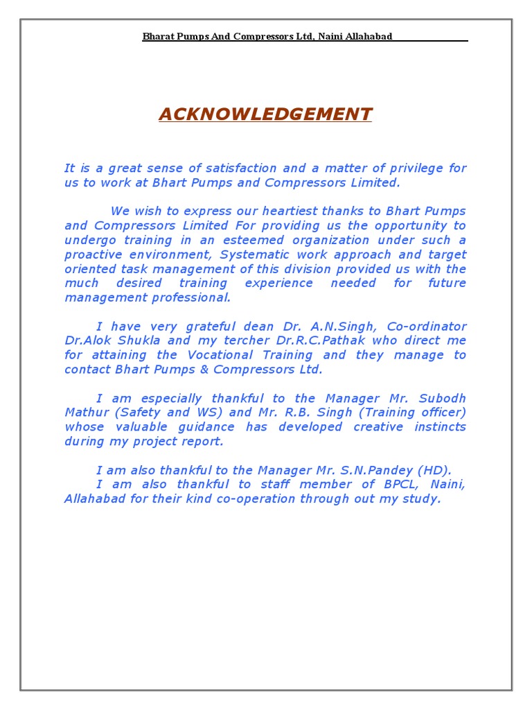 Acknowledgement | Recruitment | Performance Appraisal