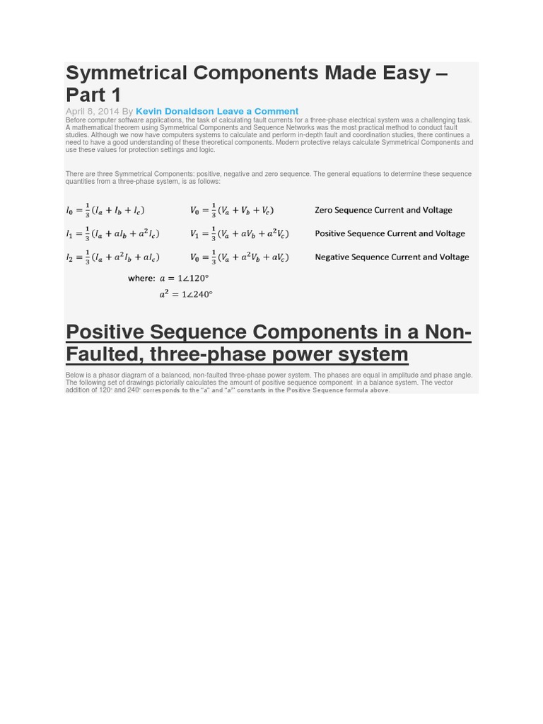 Symmetrical Components in Power Systems | PDF | Physics | Electrical ...