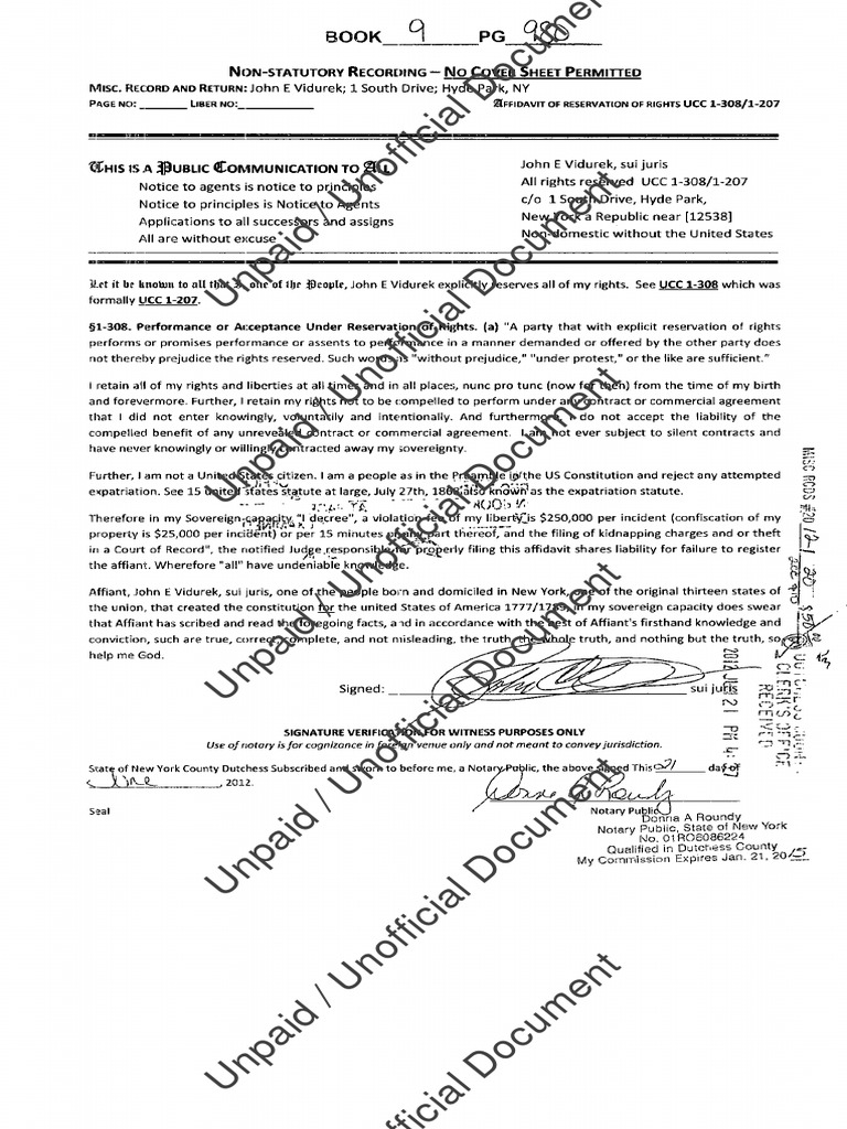 Affidavit of Reservation of Rights | PDF