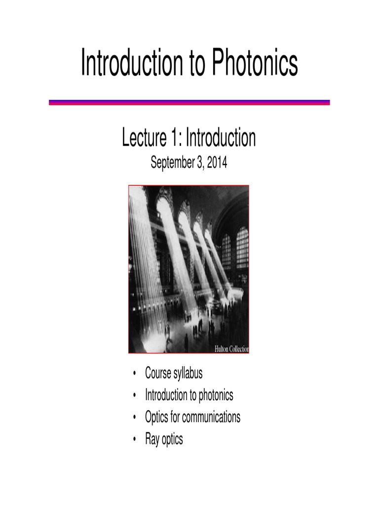 Introduction To Photonics Lecture 1 Introduction | PDF | Wavelength ...