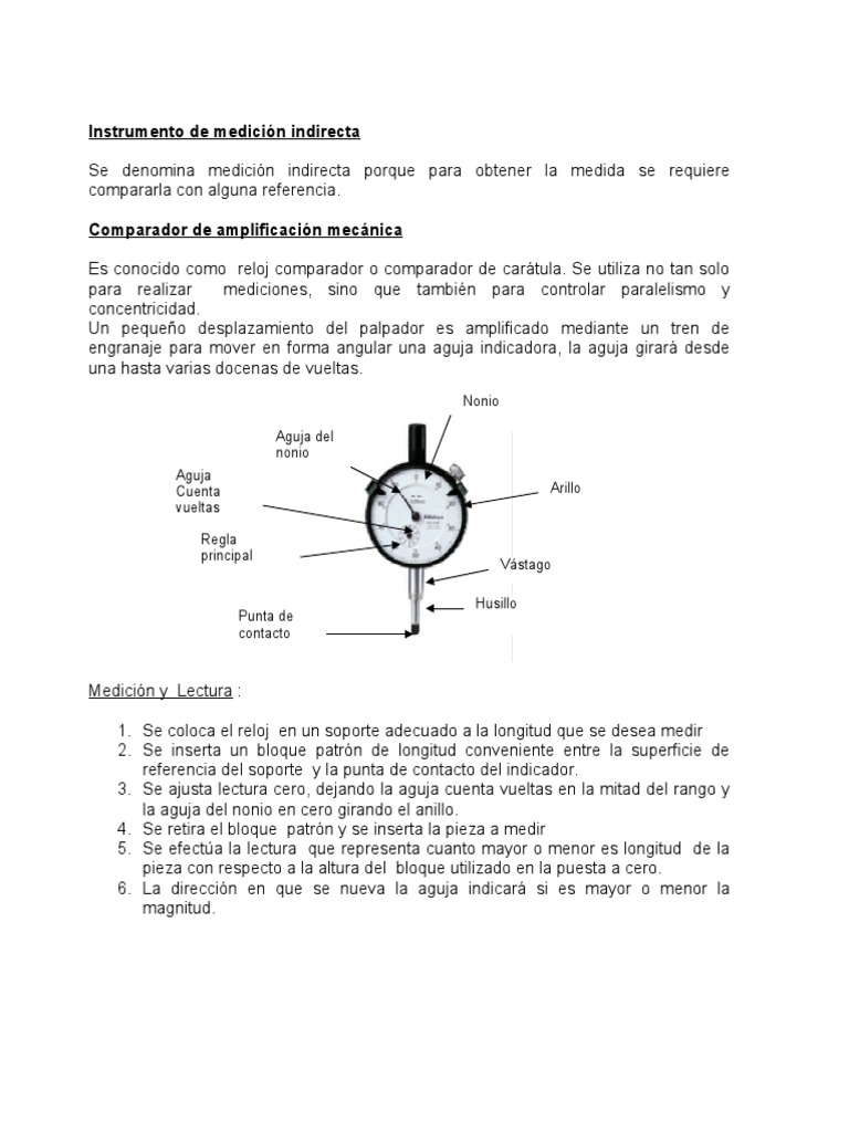 Uso y partes del reloj comparador | PDF | Reloj | Medición