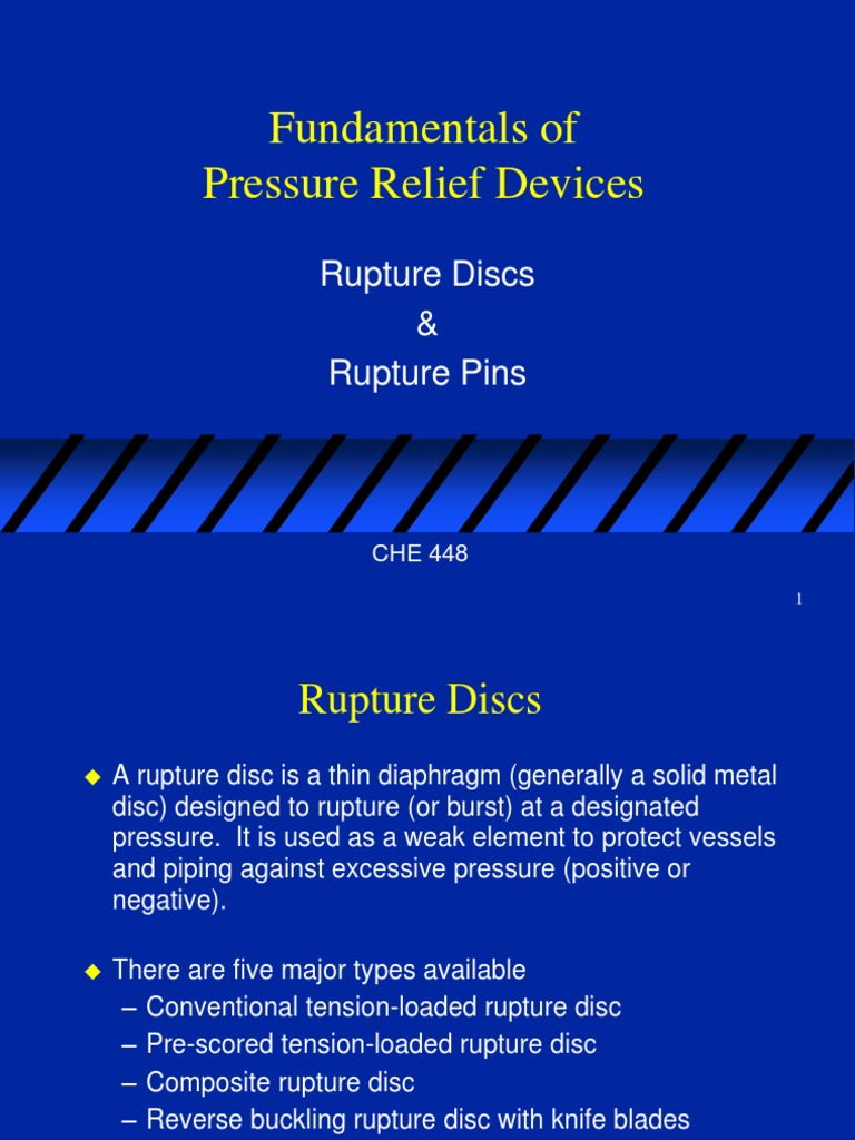 Fundamentals of Pressure Relief Devices: Rupture Discs & Rupture Pins ...
