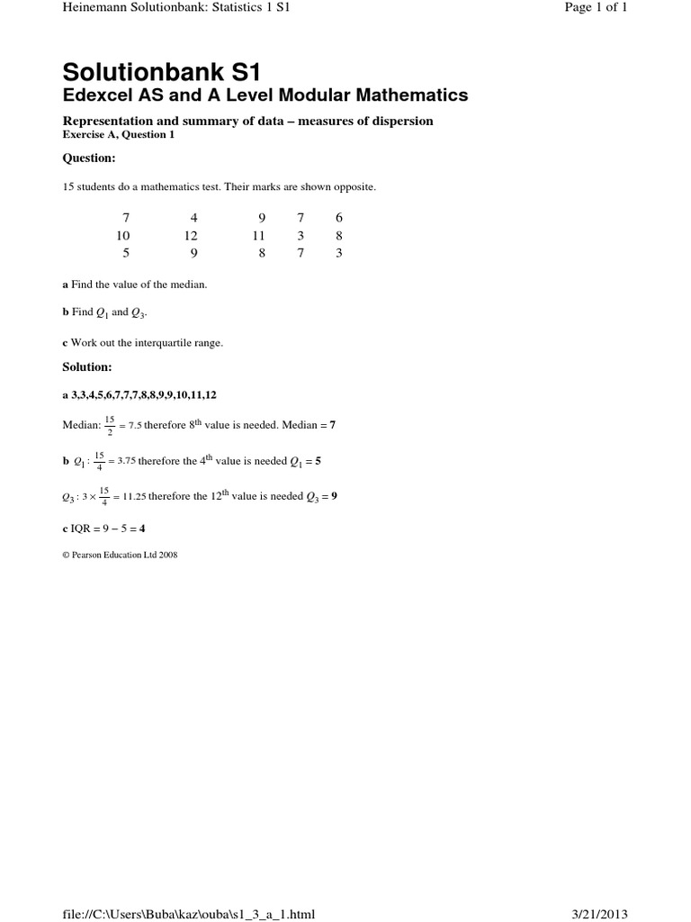 Solutionbank S1: Edexcel AS and A Level Modular Mathematics | PDF