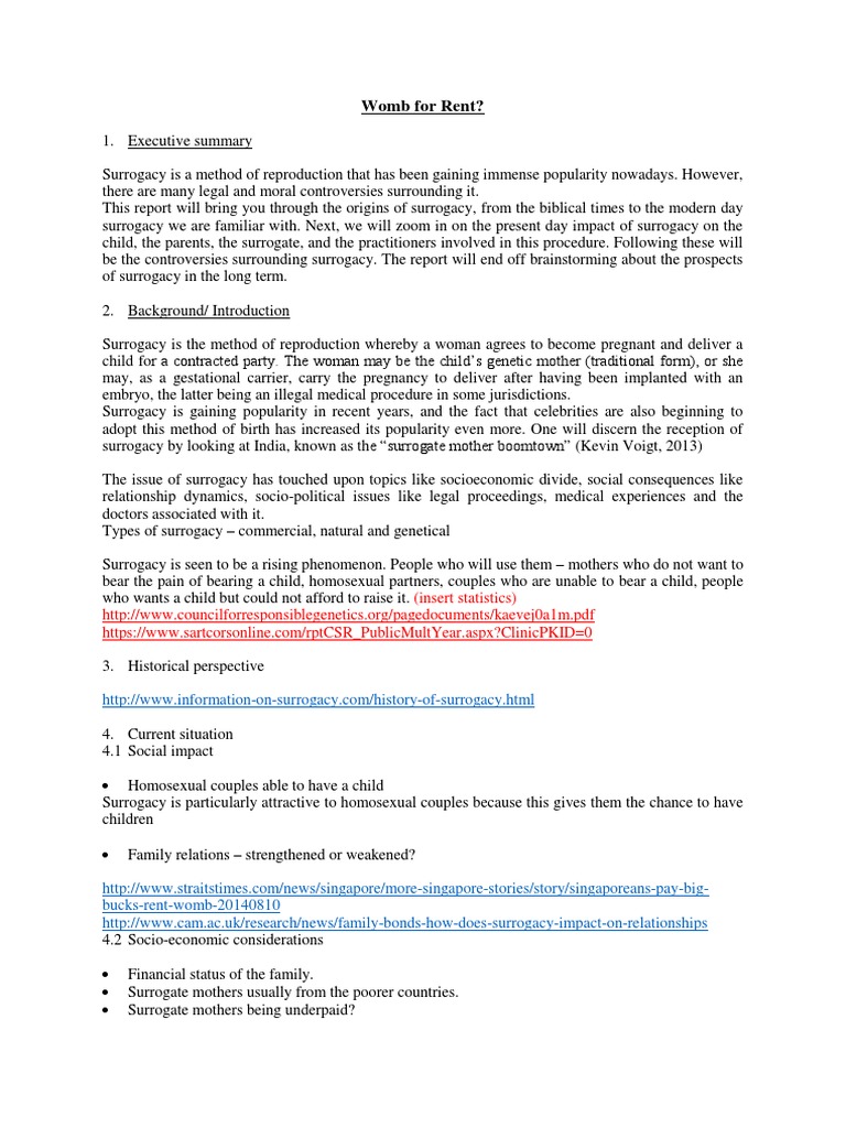 TWC Individual Topical Report Outline | PDF | Surrogacy | Obstetrics