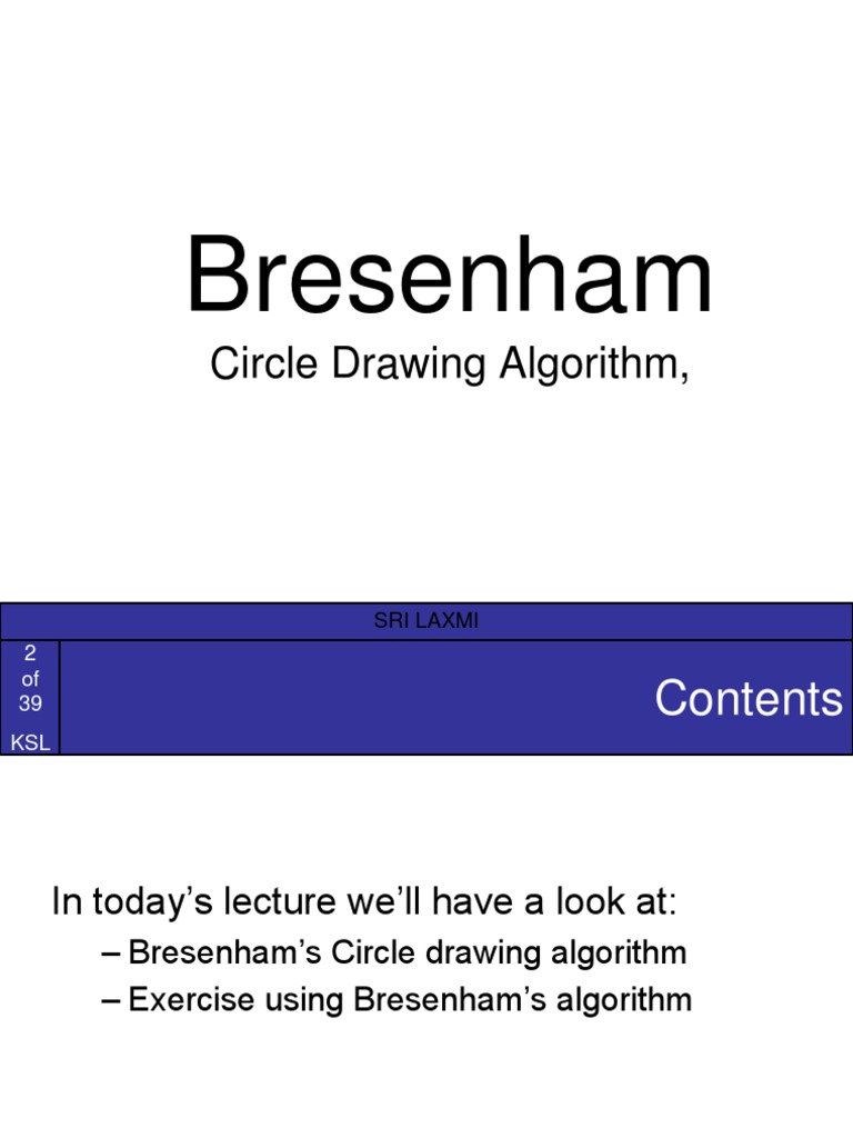 Bresenham: Circle Drawing Algorithm | PDF | Discrete Mathematics | Applied Mathematics
